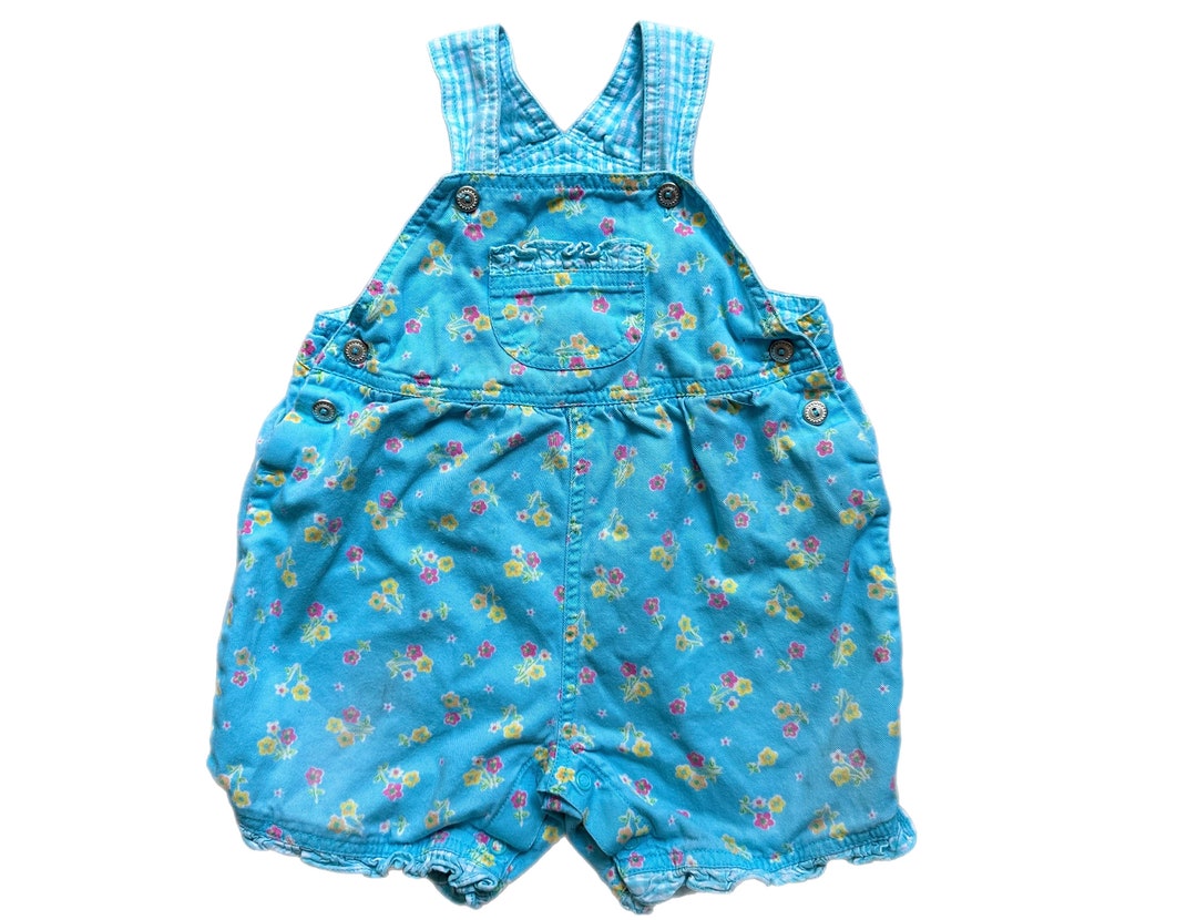 Bright Shortalls Overalls Baby Girl Floral 6-9 Months Summer Dungarees ...
