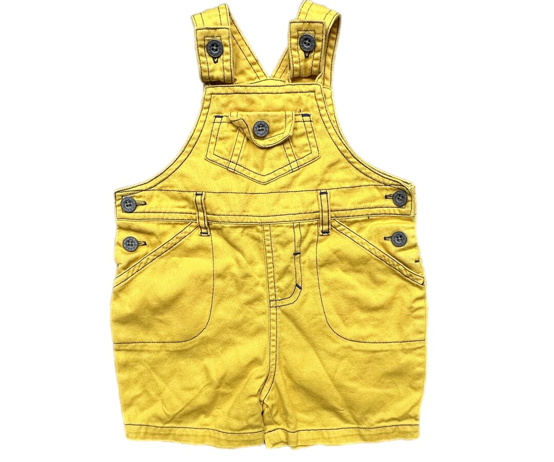 Vintage Baby Yellow Shortalls Overalls Summer Dungarees 3-6 Mth 1990s ...