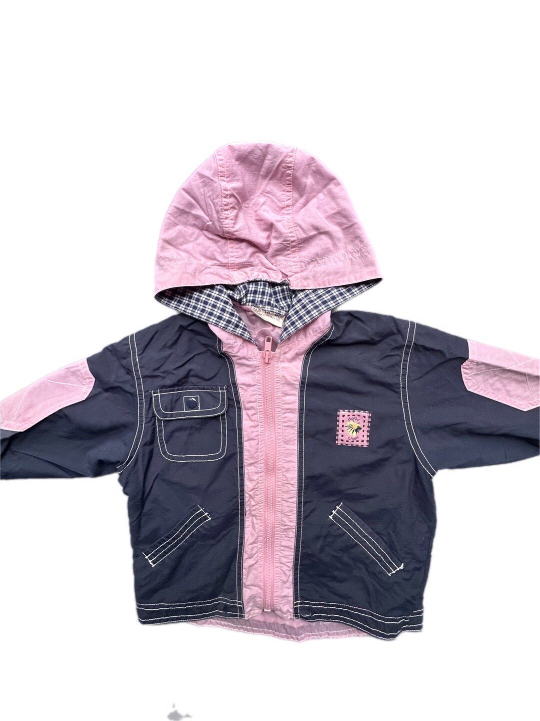 Blue Vintage Colour Block 1990s Jacket Girl 18-24 Months Pink Hooded - Etsy