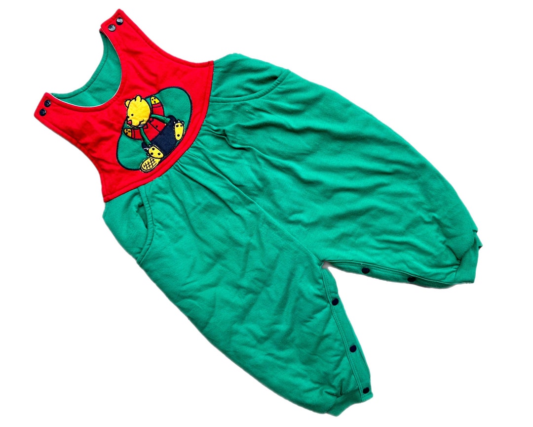 Bright 1990s Colour Block Bear Padded Overalls 9-12 Months - Etsy
