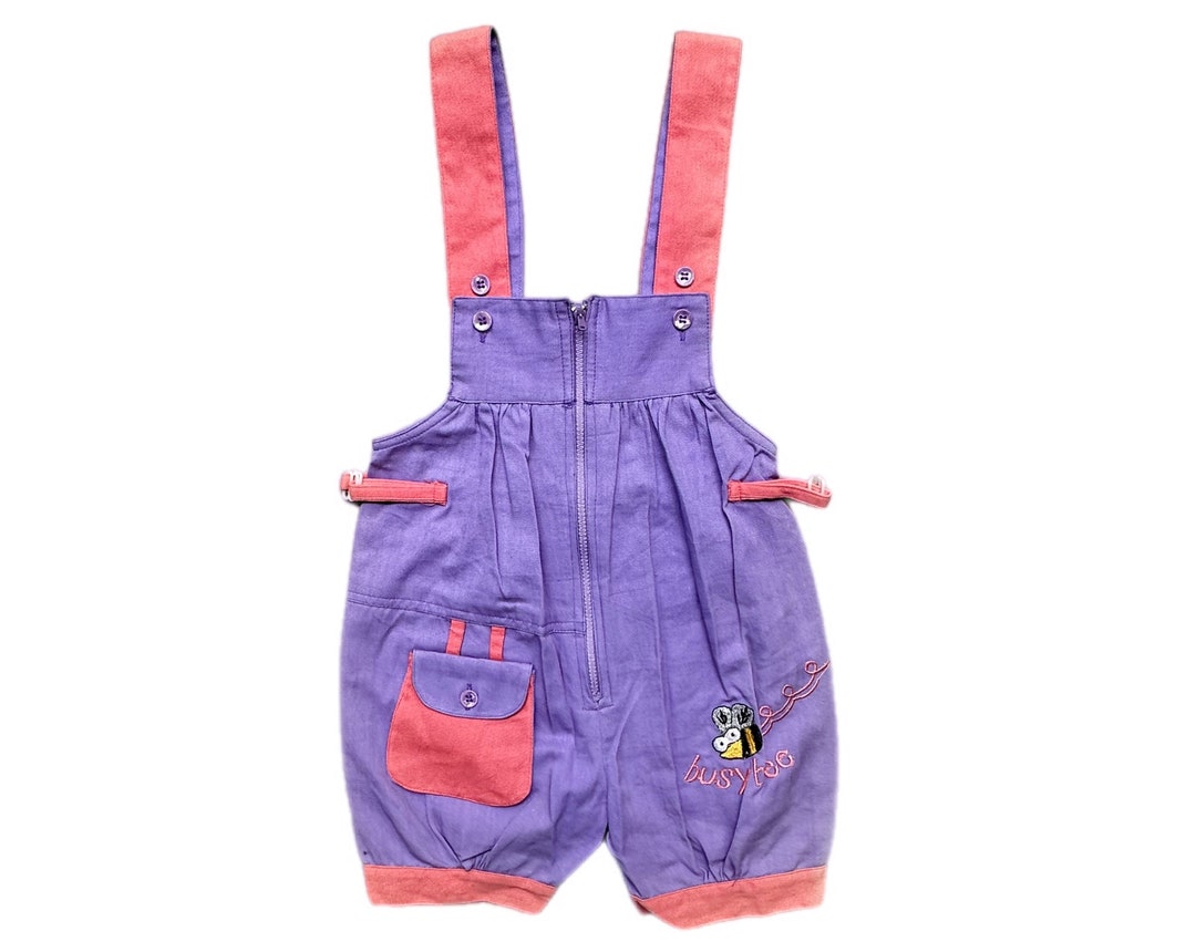 Pastel Colour Block Baby Girl Overalls Vintage 1990s Shortalls 12-18 ...