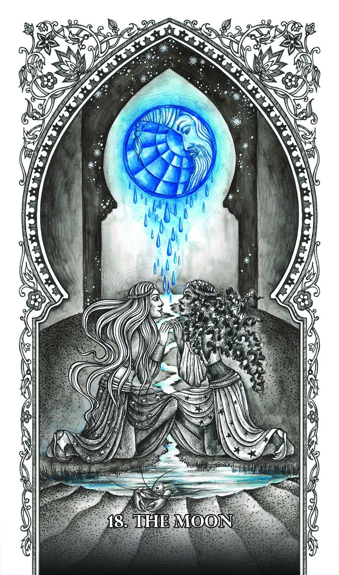 Tarot Card Wall Art the Moon Digital Download Illustrated, Crystal ...