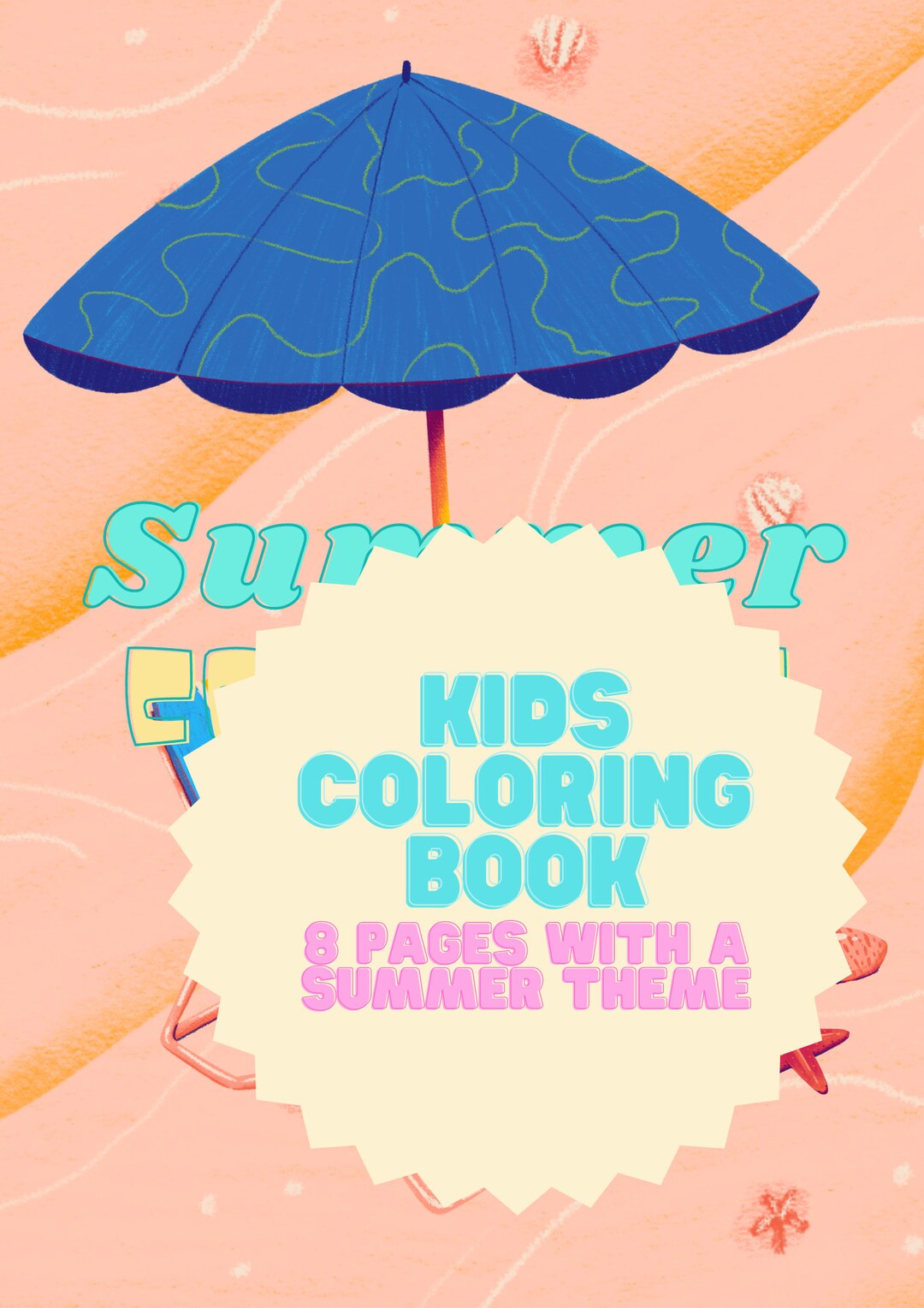 Kids Summer Themed Colouring Book, Digital Download, Printable ...