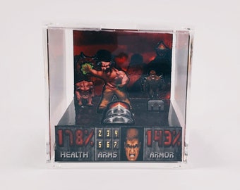 Doom 64 Cube Diorama 3D Videogame Gift for Gamer Shadow Box Miniature ...