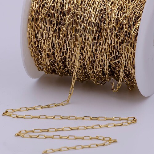 White Gold Paper Clip Chain by Yard Link Chain Wholesale | Etsy