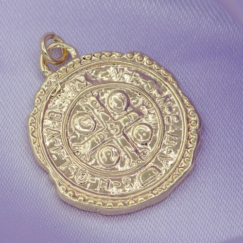 Double Sided Charm Dainty Gold Coin Cross Charm Rustic - Etsy