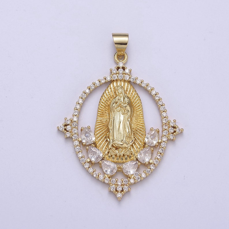 Gold Filled Virgin Mary Charm Religious Charm Micro Pave Cz - Etsy
