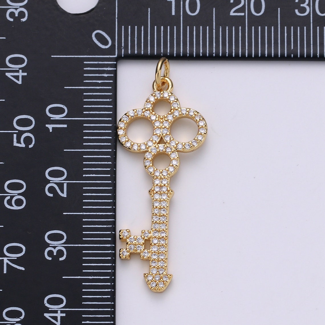 1pc 14k Olympic Key Gold Plated Micro Pave Cubic Clover Key - Etsy