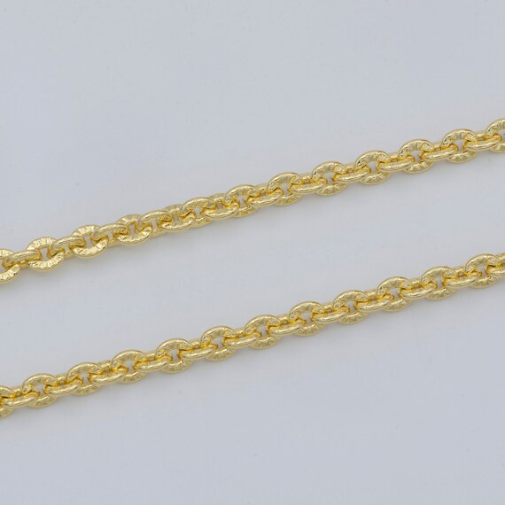 14K Gold Oval Rolo Chain by Yard Sunburst Stamp Oval Link - Etsy