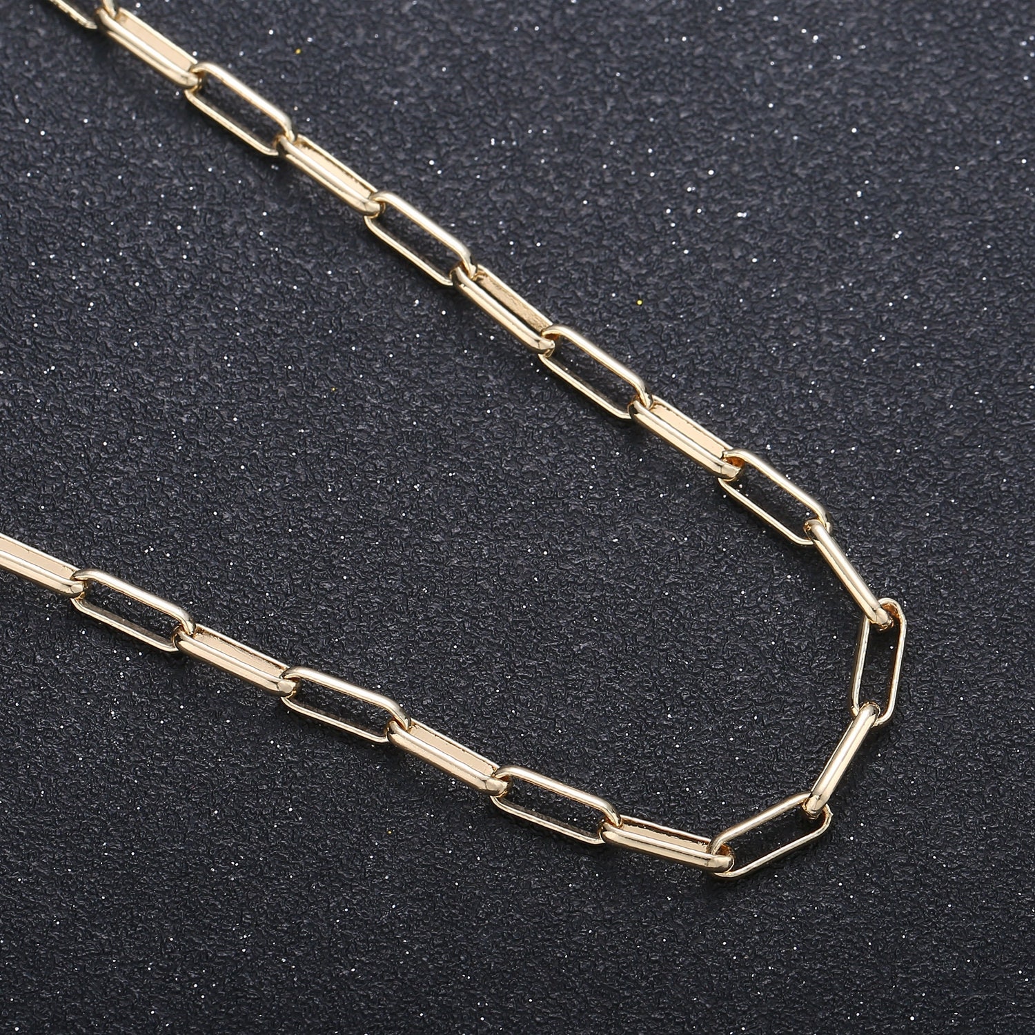 16K Gold Paperclip Rolo Cable Chain by Yard Cable Rolo Chain - Etsy