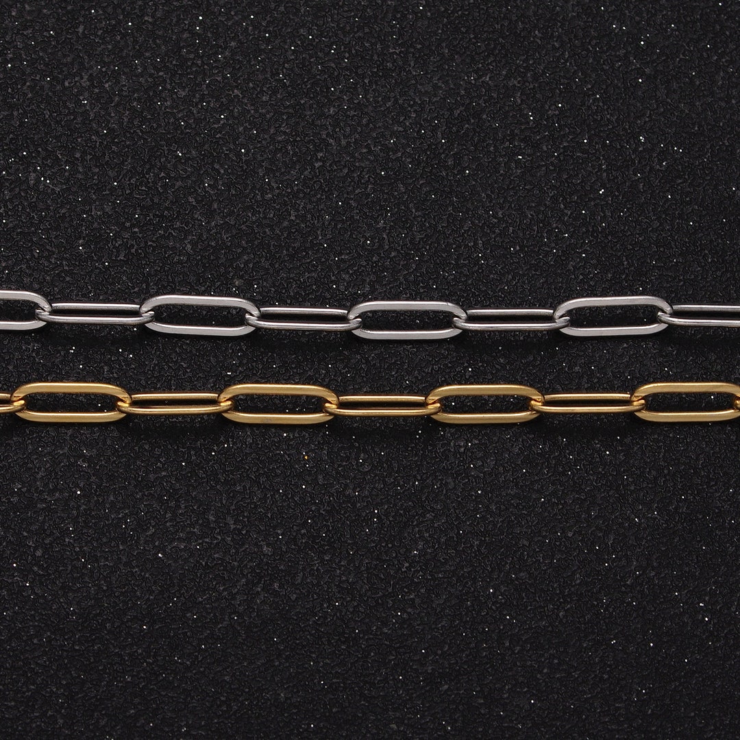 Dainty Gold Paperclip Link Chain Necklace Elongated Chain Necklace ...