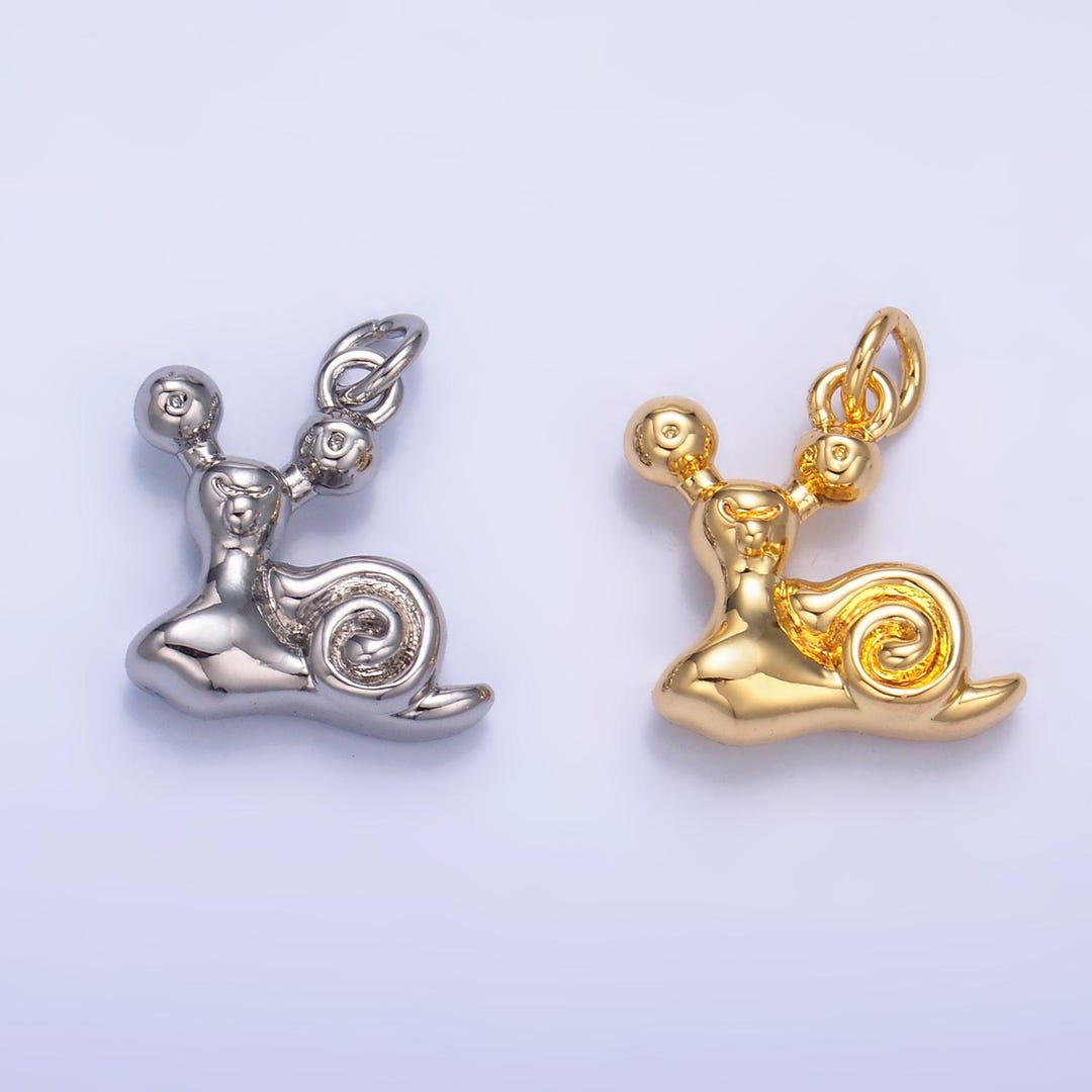 Mini 24K Gold Filled Snail Charm Garden Animal Charm for Bracelet ...