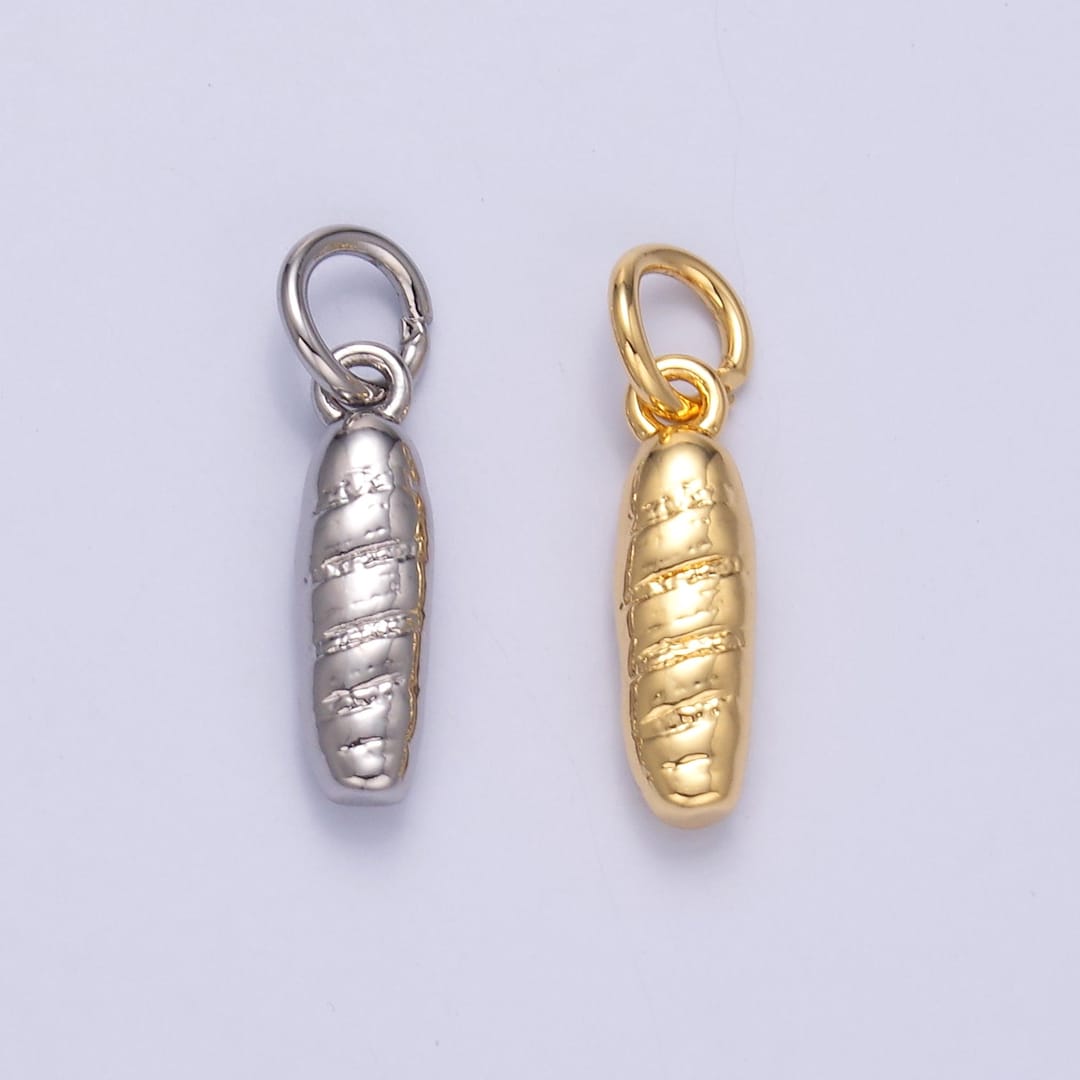 Small Gold Baguette Charm French Bread Charm Lover Pendant Foodie Mix ...