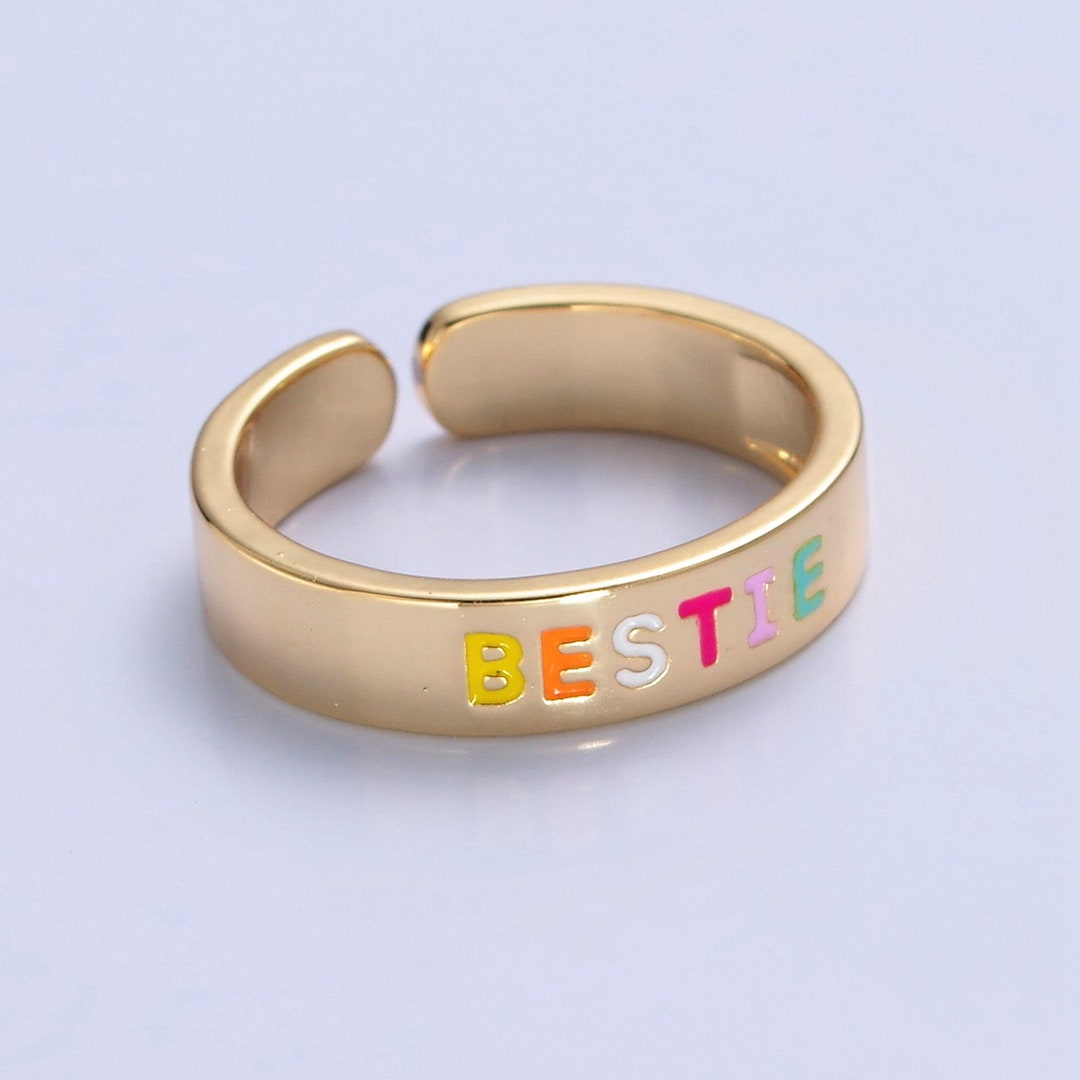 Gold Bestie Ring Dainty Best Friend Ring Gift Idea Y2K Jewelry Open ...
