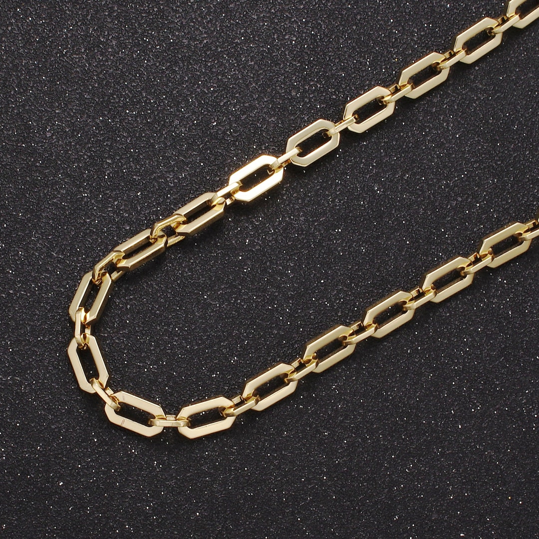 24K Gold Filled Unique Paper Clip Chain, Rectangular Paperclip Chain by ...