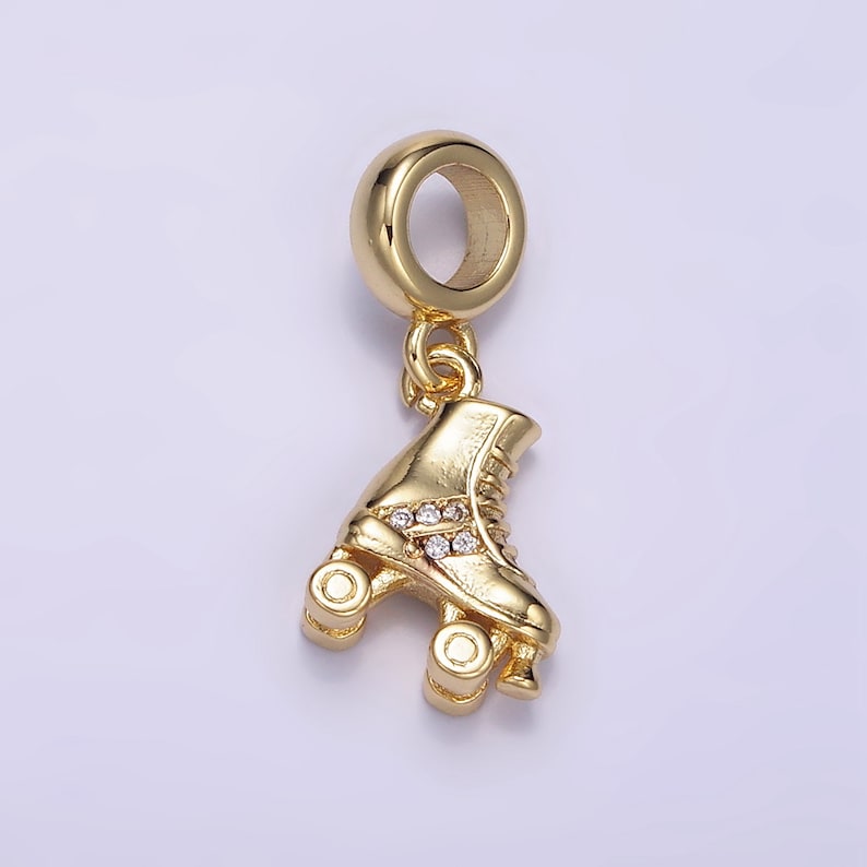 24K Gold Filled Roller Skate Charm for Necklace Bracelet Pendant Fun ...