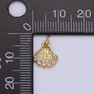 14k Gold Filled Clear Micro Paved Cz Ocean Clam Shell Add-on Charm ...