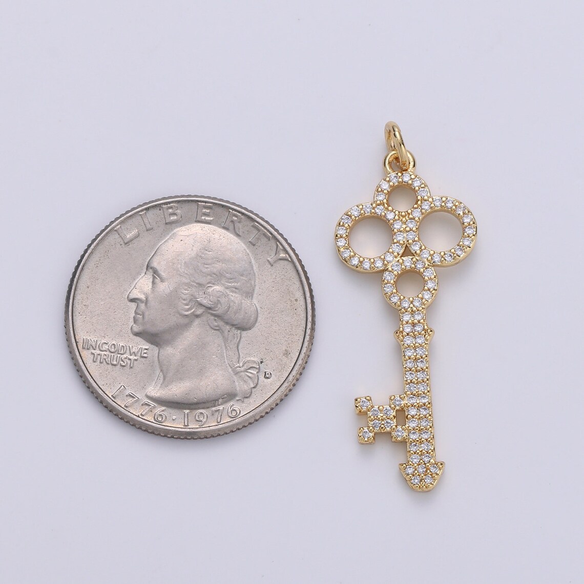 1pc 14k Olympic Key Gold Plated Micro Pave Cubic Clover Key - Etsy