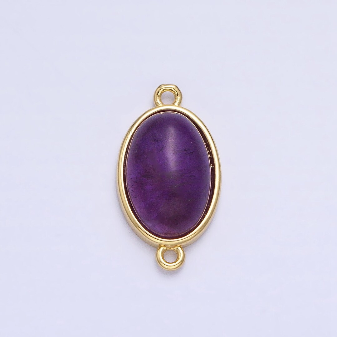 Oval Rose Quartz Link Connector in 24k Gold Filled Charm Connector ...