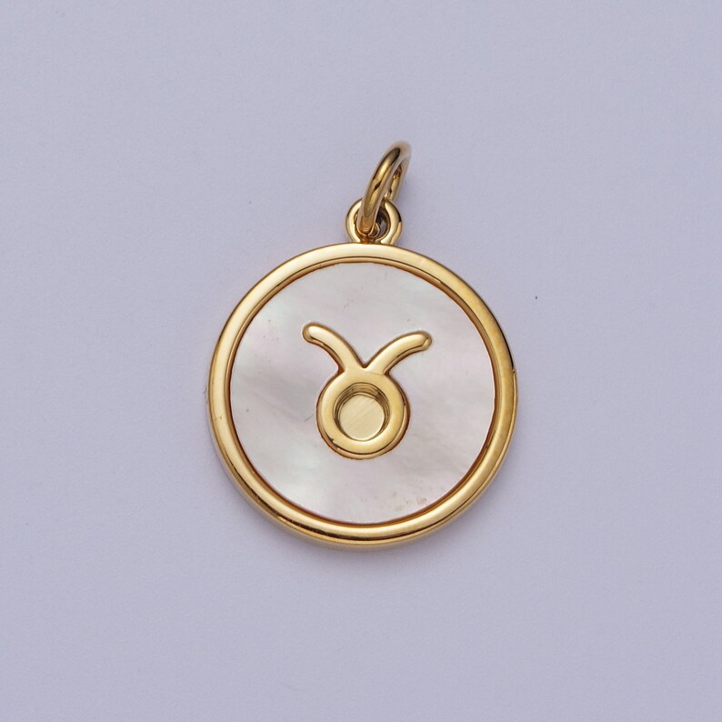 Shell Pearl Gold Zodiac Signs Medallion Pendant 24K Gold - Etsy