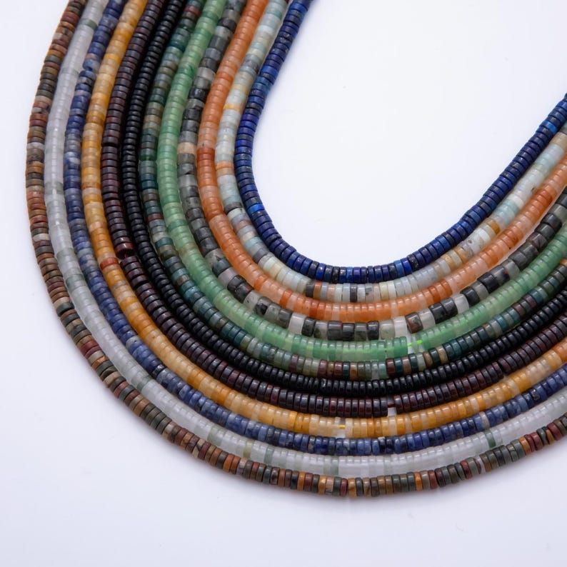 Dark Colorful Gemstone Rondelle Beads 4x1.5 Mm Mix Color Fall Winter ...