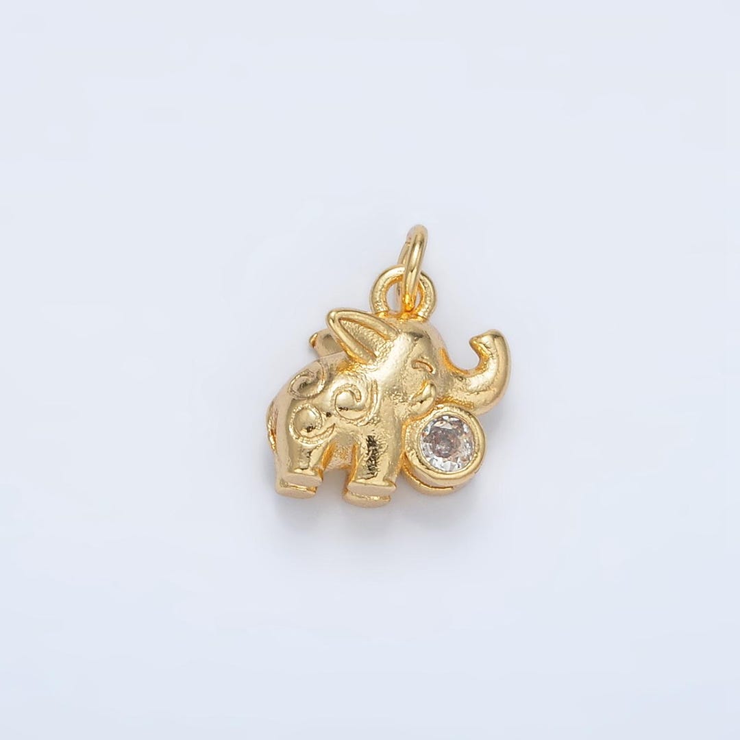 Mini Gold Elephant Charm Small Dumbo Charm Safari Animal Charms 24K ...