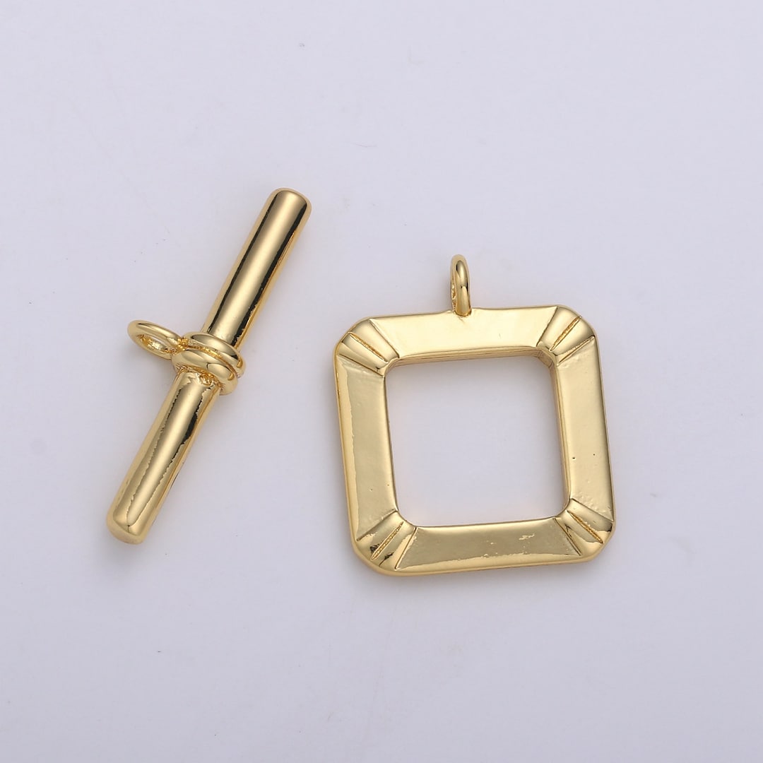 1 Set 15mm Gold Toggle Clasp Square Toggla Clasp for Jewelry Making ...