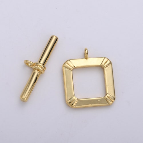 1 Set 15mm Gold Toggle Clasp Square Toggla Clasp for Jewelry - Etsy