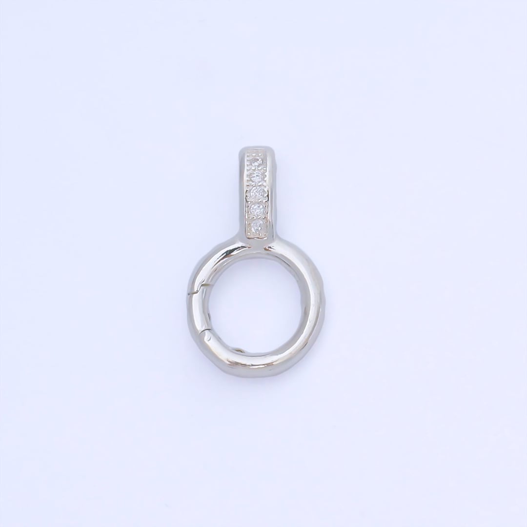 S925 Sterling Silver 19mm Micro Paved CZ Round Push Gate Clasp Open ...