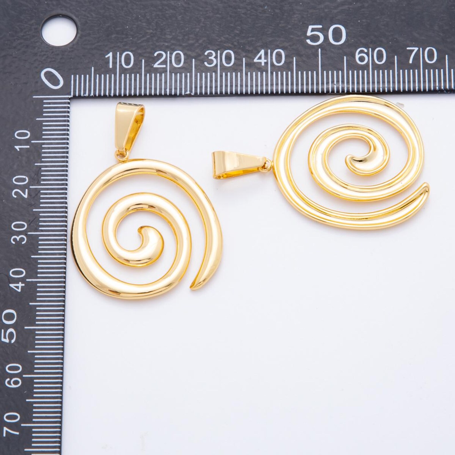 Big Gold Spiral Charm Modern Bohemian Round Swirl Charm Boho Chic ...