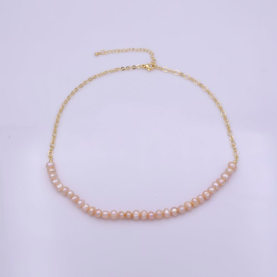 Peach Pearl Necklace Fresh Water Pearl Baroque Rolo Gold - Etsy