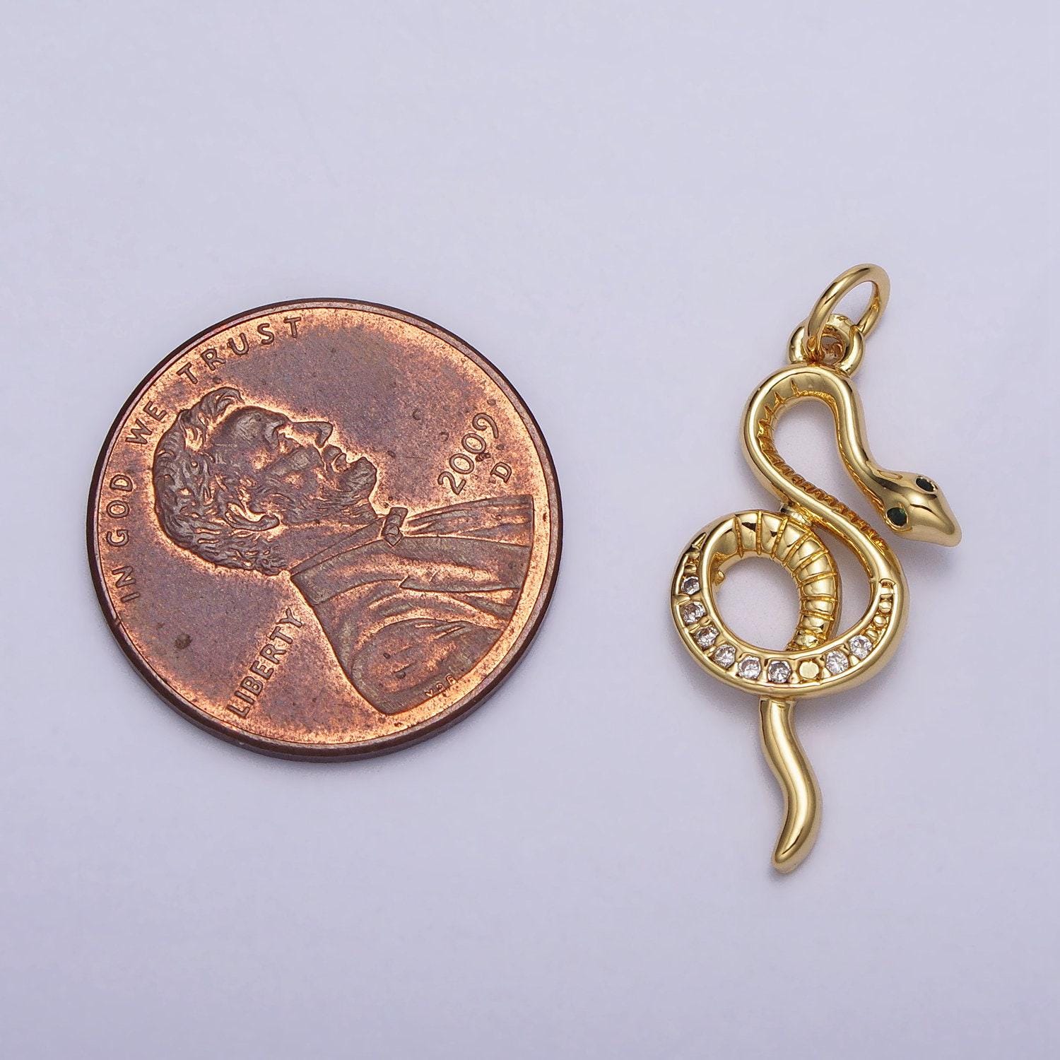 1pc Gold Snake Charm, Gold Snake Pendant Charm, Charm for Serpent Snake ...