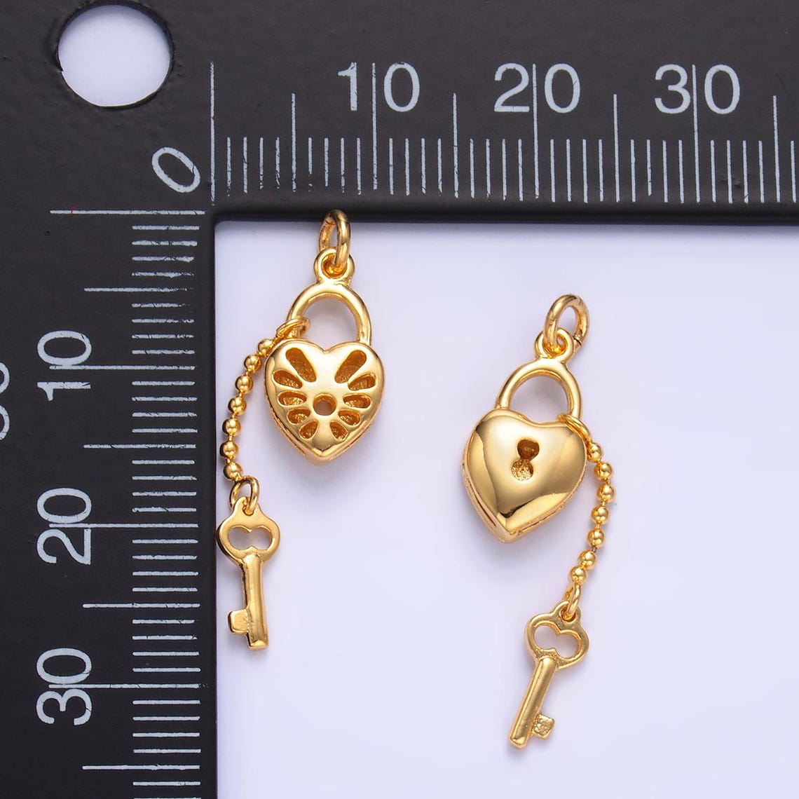 Mini Heart Lock Charms, Micro Pave Gold Padlock Charms, , Padlock ...
