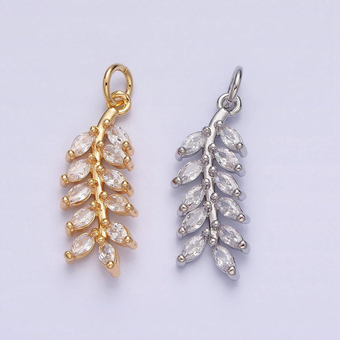 Dainty Olive Branch Charm, 24k Gold Filled, Leaf Pendants Cubic ...