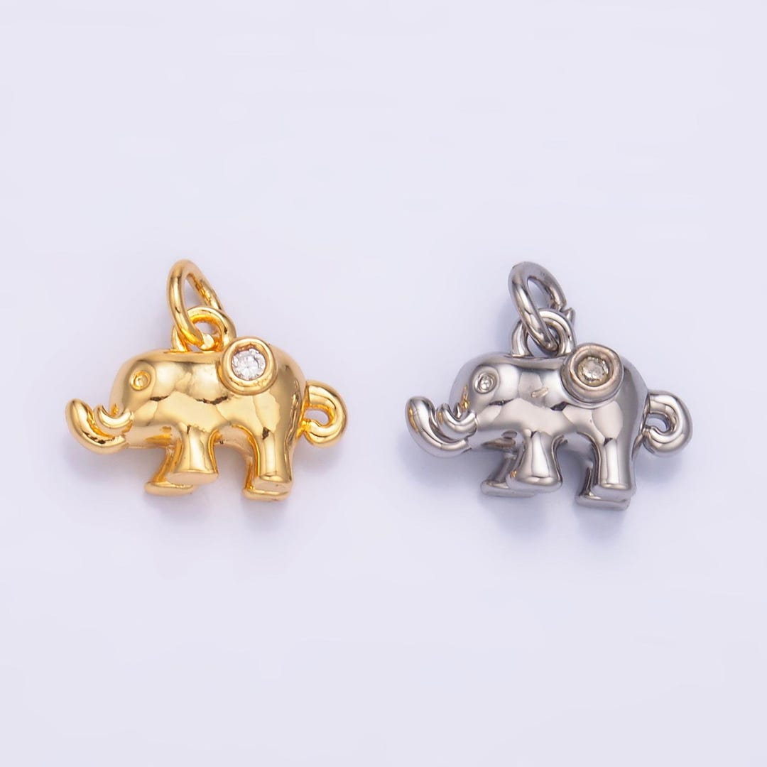 Mini Gold Elephant Charm Small Dumbo Charm Safari Animal Charms 24k ...
