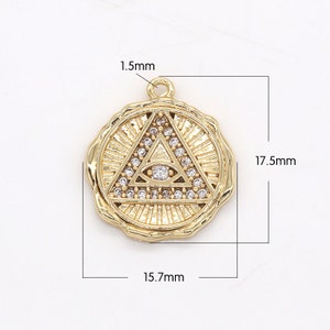 Illuminati Eye Charm Pendant Necklace in Round Disc Medallion Charm for ...