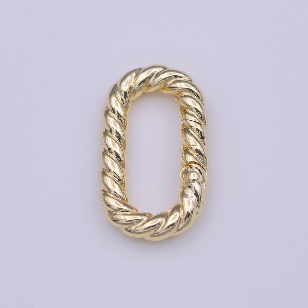 Mini Twisted Rope Oval Gold Push Gate Ring 19.5x11.7mm Oval Twisted ...