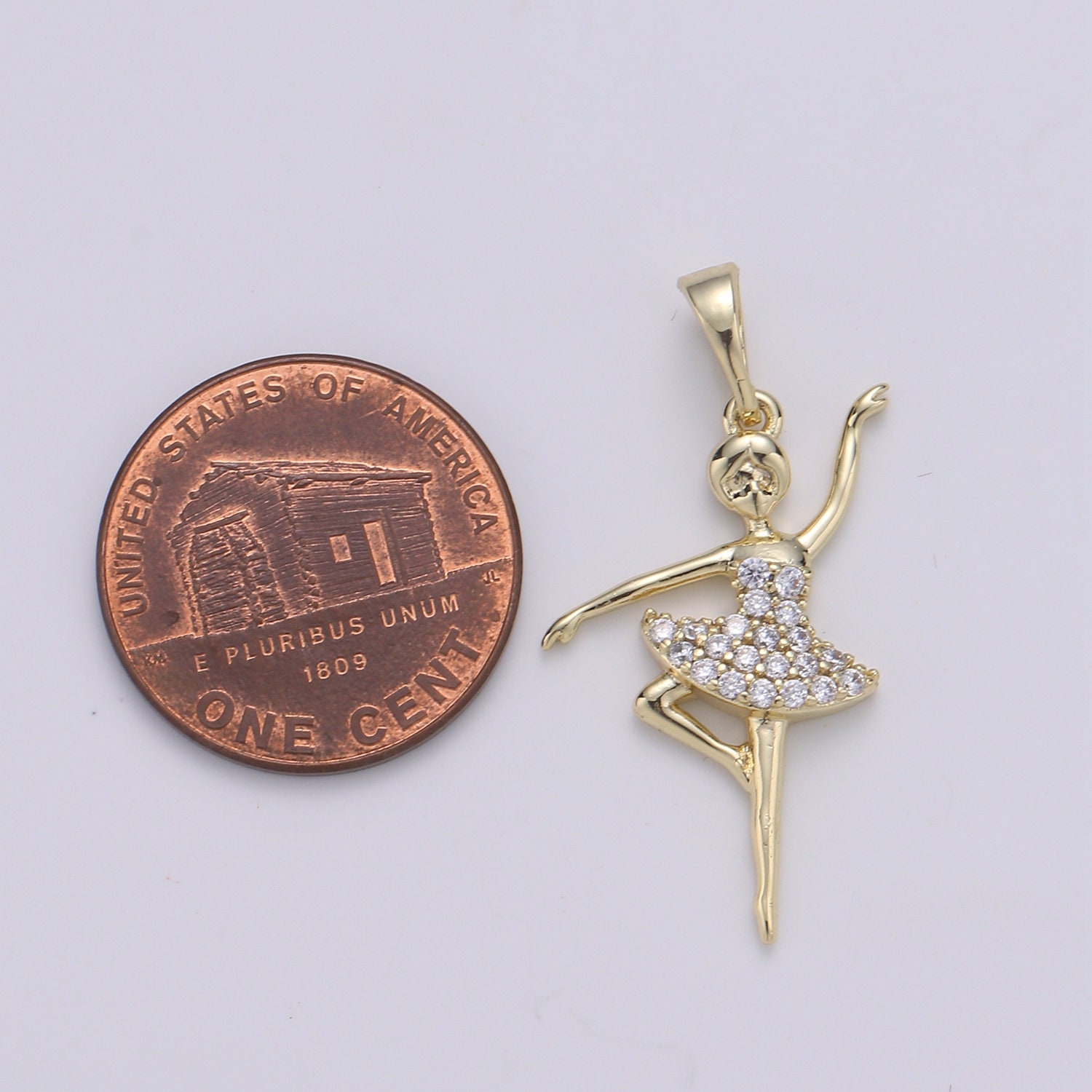 14K Gold Ballerina Pendant Angel Charm Micro Pave Cubic Mini - Etsy