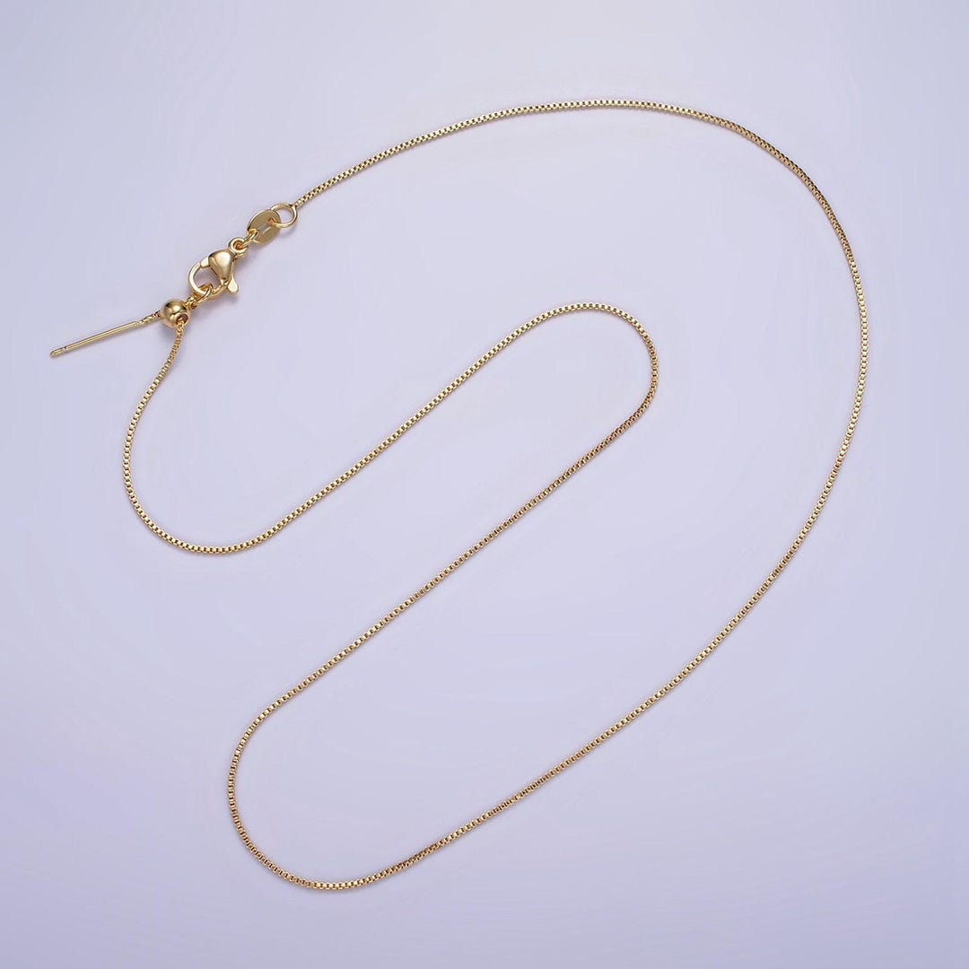 16k Gold Filled 0.7mm Dainty Box 18 Inch Slider Chain Necklace | Wa ...