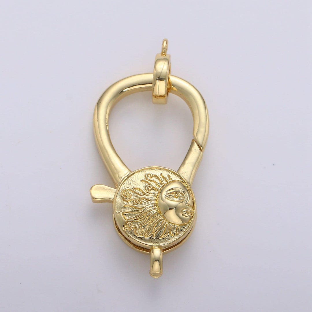 1pc 2 Sides Sunshine Lobster Clasp Gold, Unique Design Lobster Claw ...