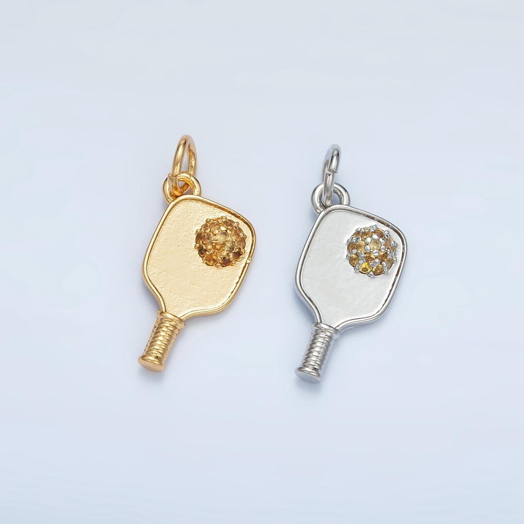 Minimalist Pickle Ball Charm in 24k Gold Filled Pendant Sports Paddle ...