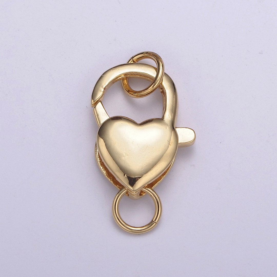1x Gold Heart Clasp, Large Spring Ring Measurement Include Loops 25mm ...