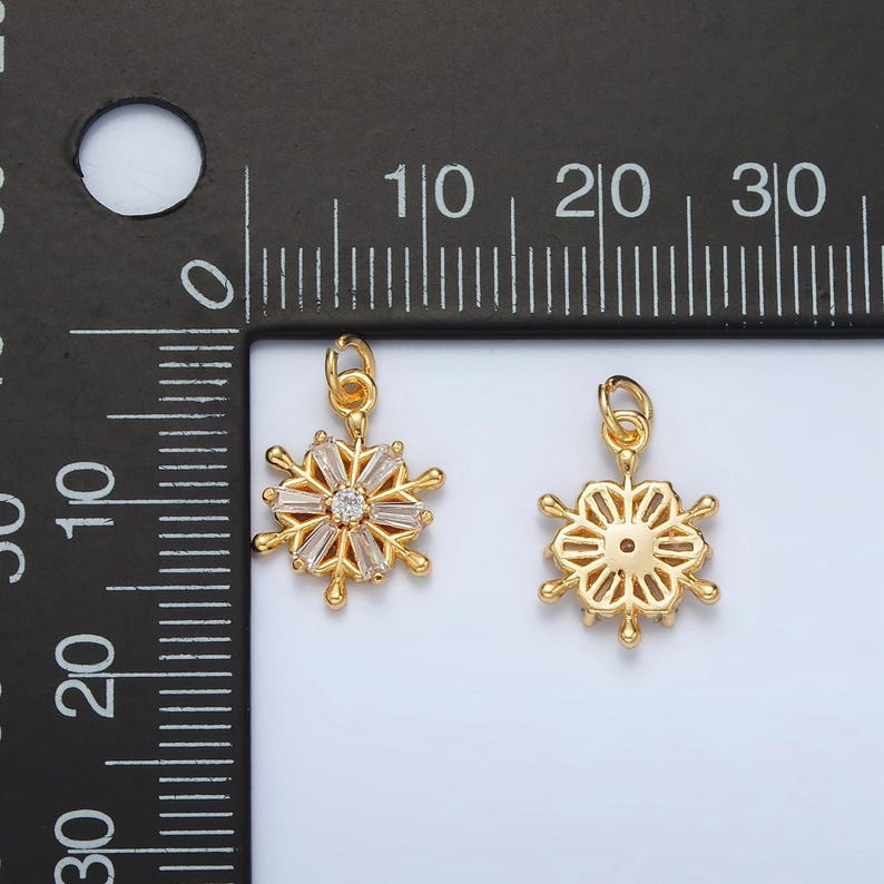 Mini Gold Snow Charm Tiny Snow Flake Charm Winter Charms 24k Gold ...
