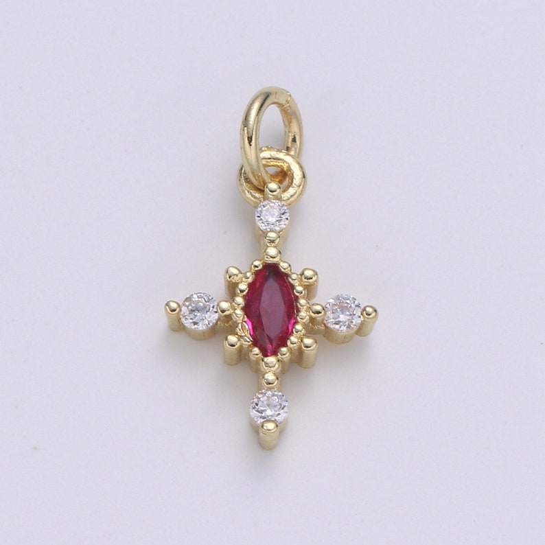Micro Pave Charm 24K Gold Cross Charm Cubic Zirconia | Etsy