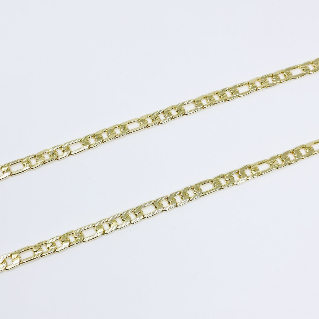 Thick Figaro Curb 24K Gold Chain by Yard, Link Cable Link Elongate ...