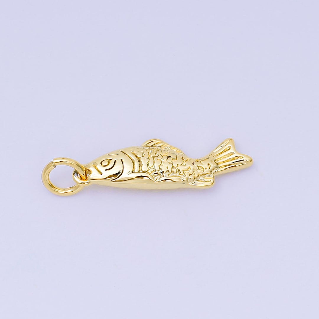 Gold Sardine Charm 24K Gold Filled Fisher Man Pendant Animal Fish ...