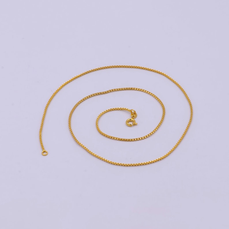 24k Gold Filled Box Chain Necklace 18 Inch 1 Mm Gold Chain - Etsy