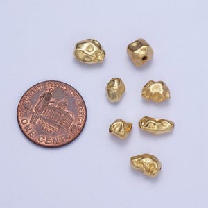 Tiny Gold Abstract Geometric Dented Stones Bead Spacer, Gold Filled ...