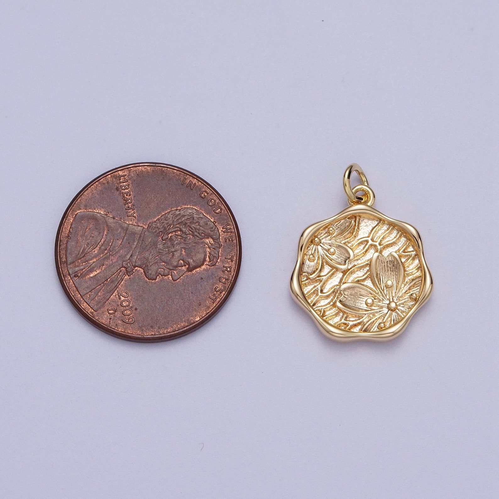 Gold Embossed Cherry Blossom Flowers Medallion Pendant 16K - Etsy