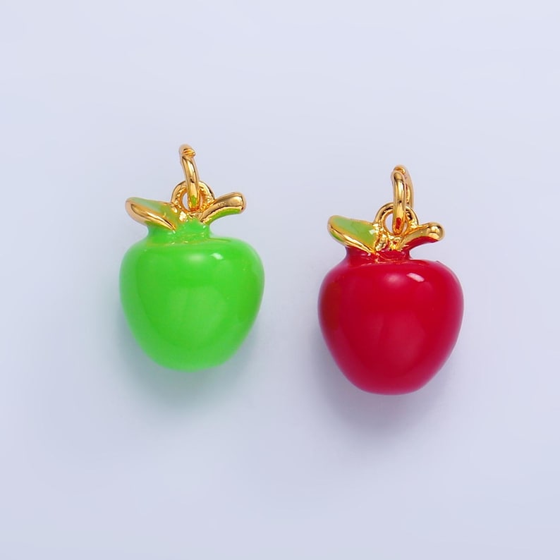 24k Gold Filled Red Washington Apple Charm Green Apple Fuji Pendant ...